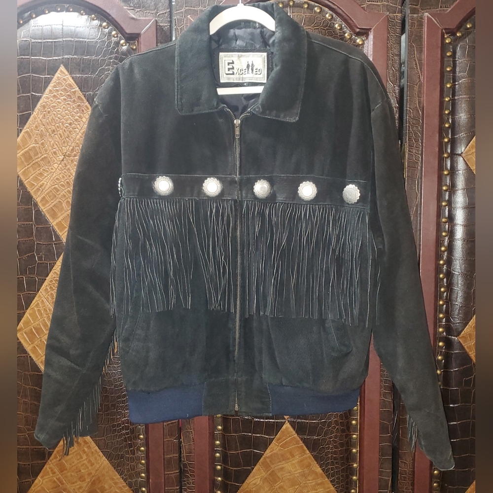 Vintage Excelled Fringe Concho Western Leather Jacket… - Gem